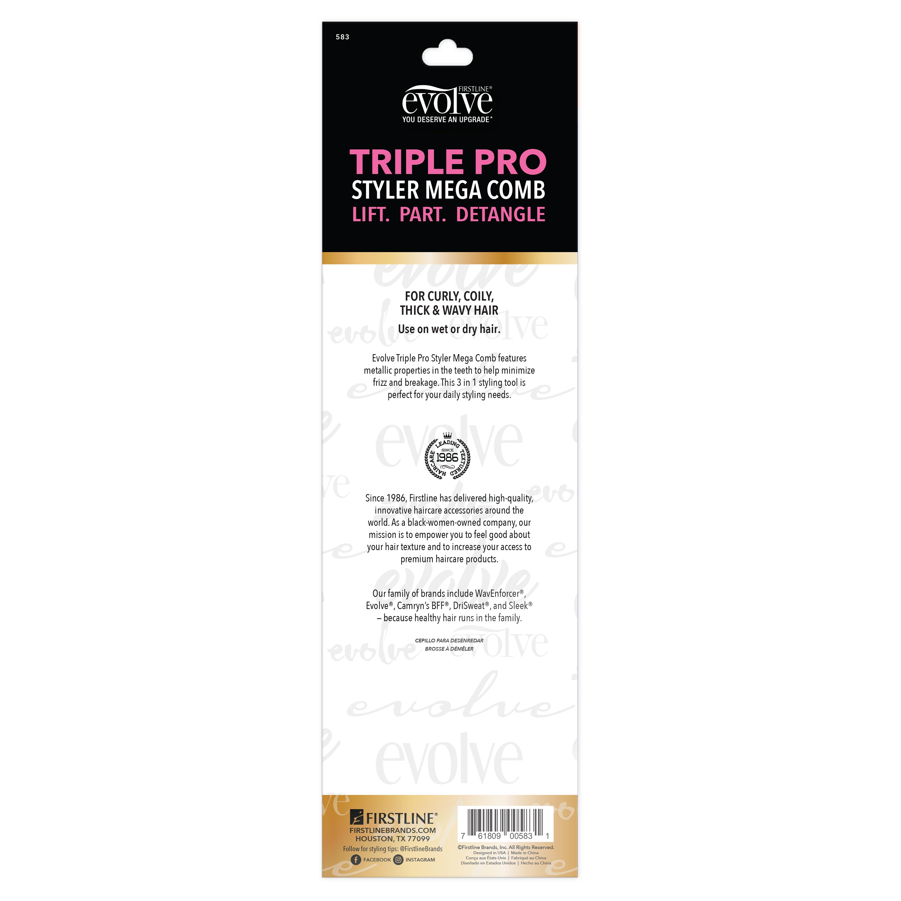 Triple Pro Styler Mega Comb 583 – Firstline Brands