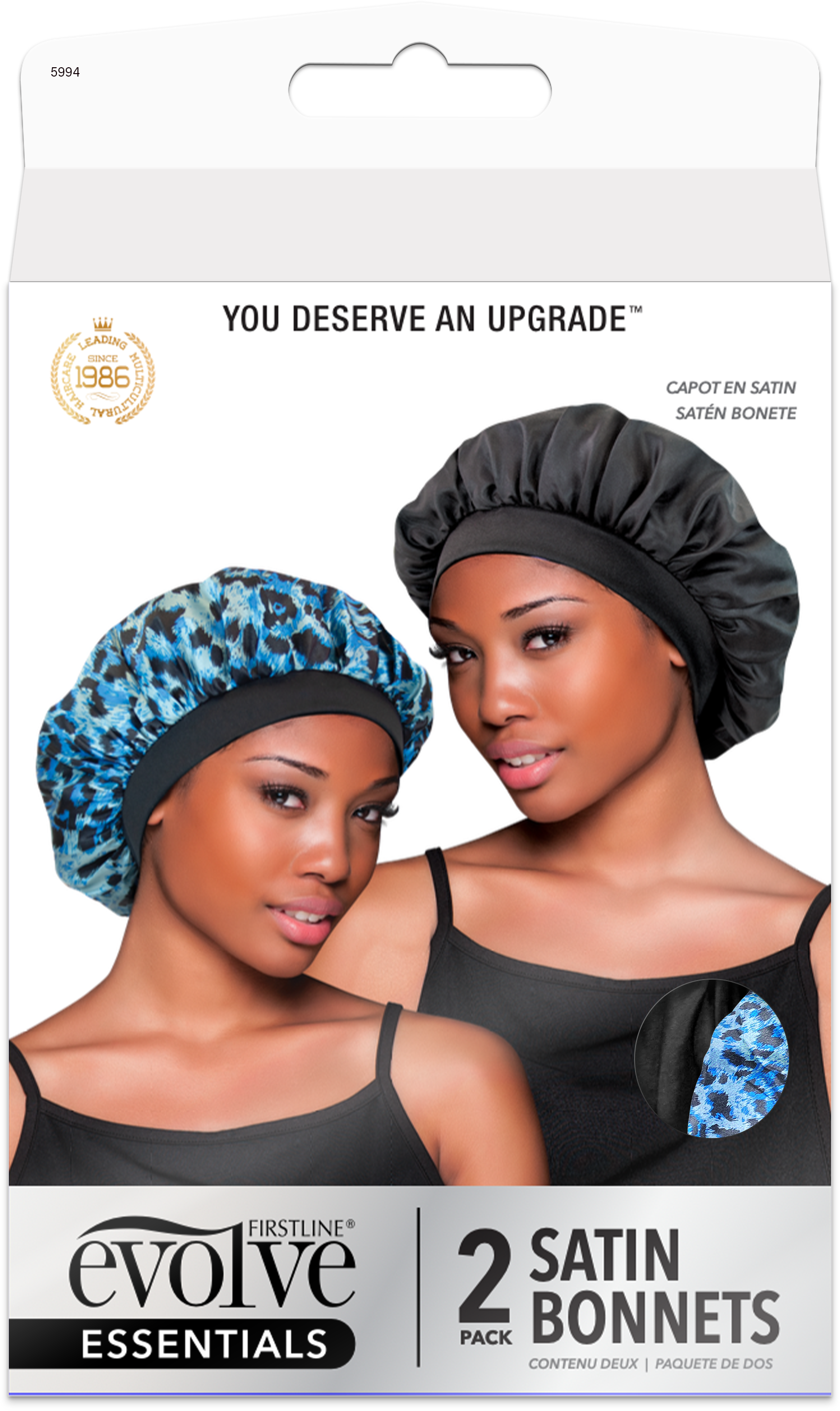 2-Pack Satin Bonnets Blue Leopard / Black 5994 – Firstline Brands