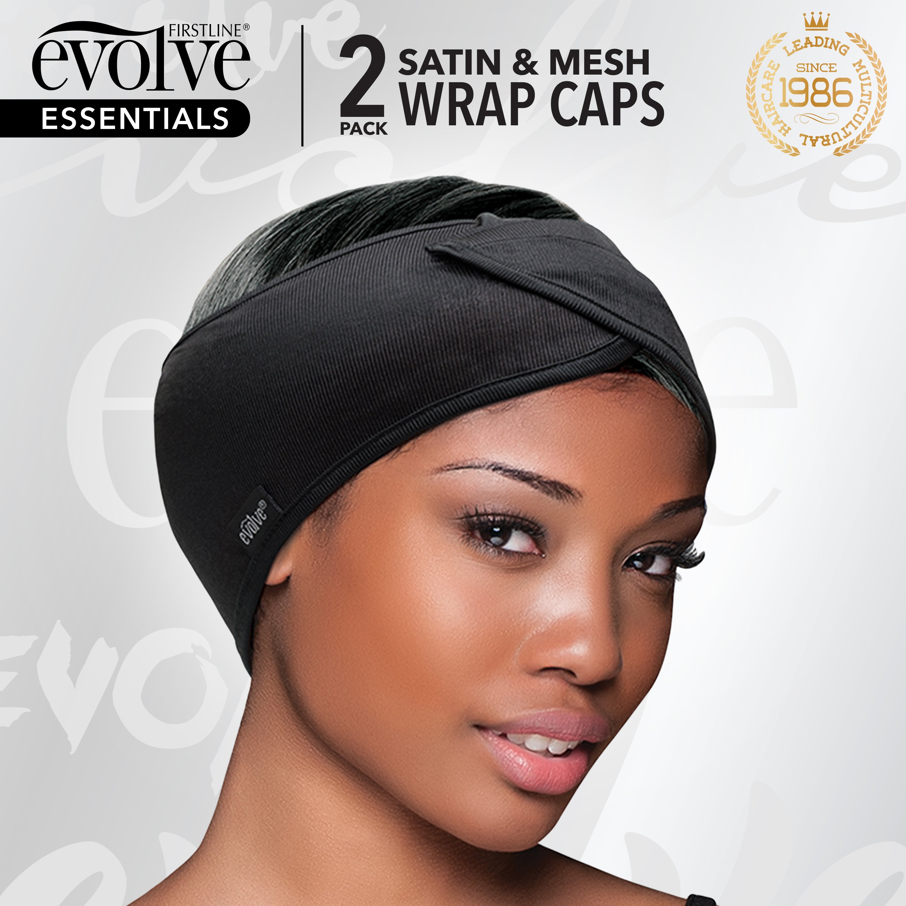 Evolve®Satin & Mesh Wrap Cap 2-Pack, Black 8060 – Firstline Brands